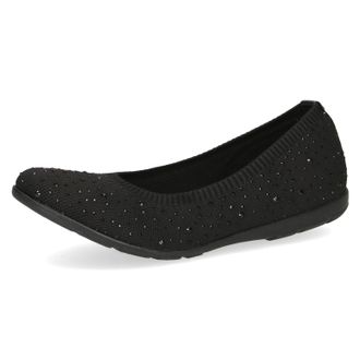 Caprice Damen Ballerinas Glitzer Bequem, Schwarz (Black Knit), 41 EU