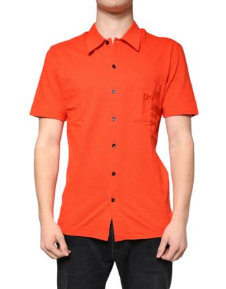 Dolce & Gabbana Mens Orange Cotton Button Down Casual Polo Shirt