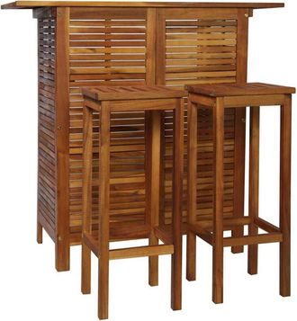 vidaXL Table et chaises de bar 3 pcs Bois dacacia massif Vidaxl