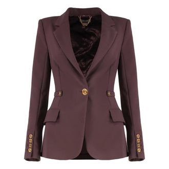 Elisabetta Franchi Femme, Vestes, Violet, Taille: 36 FR Veste en cr&ecirc;pe l&eacute;ger avec d&eacute;tails bijoux