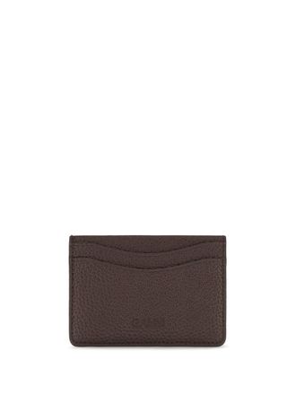 Ganni Womens Textured Faux Leather Card Holder Chicory Coffee Wallet