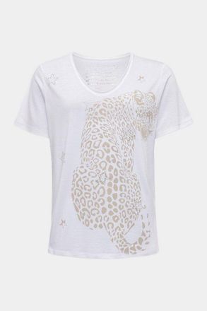 Six-O-Seven T-Shirt Six-o-Seven T-Shirt mit beigen Leopard-Print KITT