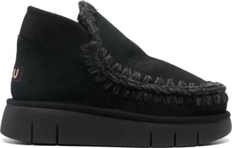 Mou Stiefel - Moccasin-Inspired Ankle Boots With Whipstitch Deta - Gr. 36 (EU) - in Schwarz - für Damen