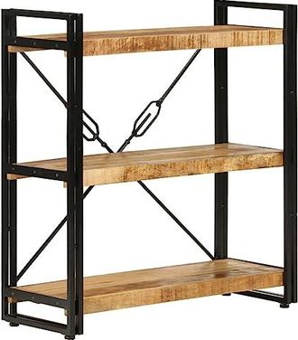 vidaXL Biblioth&egrave;que 3 niveaux 77x30x80 cm bois massif manguier et fer