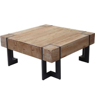 Hhg Neuwertig] Couchtisch HHG 887, Wohnzimmertisch, Tanne Holz rustikal massiv MVG-zertifiziert naturfarben 70x70cm