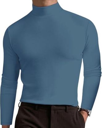 Generic Homebbc T-shirt &agrave; col montant pour homme, coupe ajust&eacute;e, extensible et respirant, col roul&eacute; thermique, manches longues, pour salle de sport ou d&eacute;contr