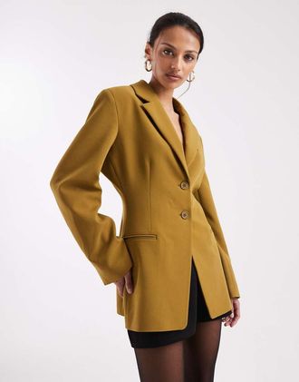 Asos Blazer cintr&eacute; - Vert olive