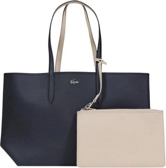 Lacoste Femme, Sacs, Noir, Taille: ONE Size Sac &agrave; main en cuir avec poches lat&eacute;rales et fermeture automatique