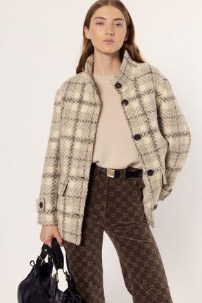 Gerard Darel Manteau court &agrave; carreaux - MANUELA - Naturel