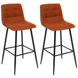 Atmosphera Atmosphera - Tabouret de bar Sirac pieds m&eacute;tal tissu ambre
