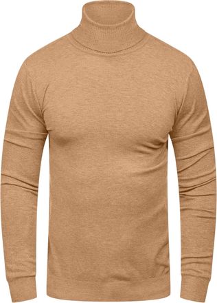 Rello & Reese Herren Rollkragenpullover Strick-Pullover Rolli Sweatshirt Feinstrick 22289 [Beige, XL]