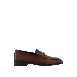 Ferragamo Homme, Chaussures, Brun, Taille: 41 EU Mocassin en cuir marron Gancio Bit