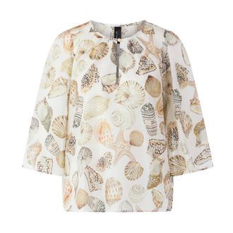 Marc Cain Femme, Blouses et Chemises, Multicolore, Taille: 44 FR Blouse D&eacute;licate avec Imprim&eacute; Coquillages