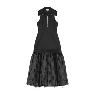 Ganni Schwarzes T&uuml;llkleid - - Dresses - Damen - Schwarzk - XS