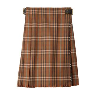 Burberry Check Woll Midirock - - Skirts - Damen - Braun - 2XS