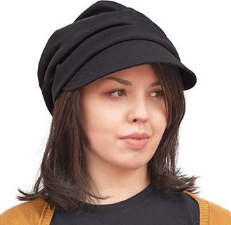 Charm by Casualbox Casquette Plate Newsboy Larg Femme - Bonnet Dété Boho Chapeau de Soleil Hipster Homme Noir