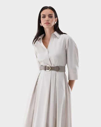 van Laack Midi-Hemdblusenkleid mit Falten