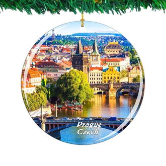 Generic Tschechisches Prag Kreisdekor Weihnachten H&auml;ngende Porzellan Ornamente Weihnachtsdekorationen F&uuml;r Deko Zuhause Wand 7.3Cm