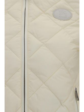 Burberry Womens Quilted Knit Cardigan Ceramic White Polyamide Puffer Jackets