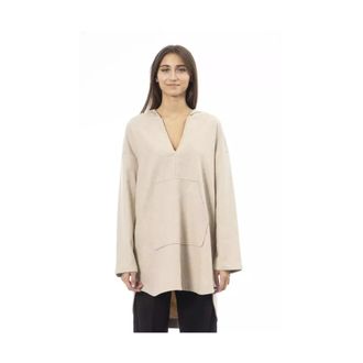 Alpha Studio Langer Pullover mit Kapuze - - Knitwear - Damen - Beige - M