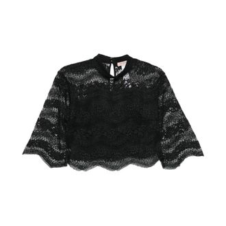 Twinset Femme, Blouses et Chemises, Noir, Taille: 36 FR Blouse en dentelle macram&eacute;