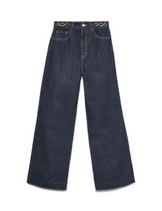 Vero Moda Vero Moda Vmkathy HR Wide Jeans Si330, Bleu foncé Denim, 30W / 32L Femmes