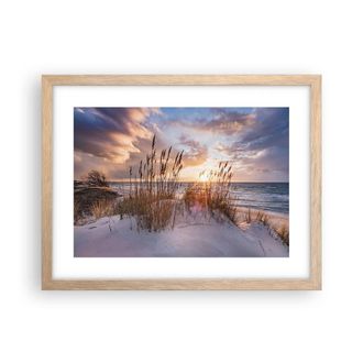 Arttor Poster Rahmen helle Eiche Westen auf der Strand Deko 40x30cm Wandposter Art Prints Wandbilder Dekoration Wohnzimmer Schlafzimmer K&uuml;che Wanddeko Bild W
