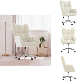 vidaXL Relaxsessel Cremeweiß Samt - Samtsessel - Wohnzimmersessel - Drehsessel - Höhenverstellbarer Stuhl - Bürostuhl