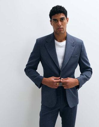 Asos pantalon de costume slim en laine bleu clair-Bleu marine