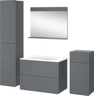 Vicco Badm&ouml;bel-Set Izan, Grau, 5 Teile