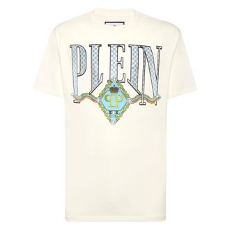 Philipp Plein Homme, Tops, Beige, Taille: 2XL T-Shirt Col Rond