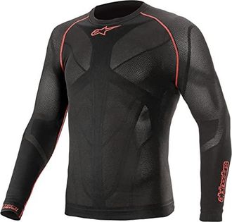Alpinestars Ride Tech V2 Top Long Sleeve Summer, Noir/Rouge, XL-XXL Homme