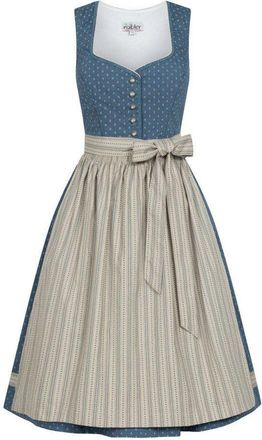 N&uuml;bler Trachtenkleid Midi Dirndl Felicitas in Rauchblau von N&uuml;bler