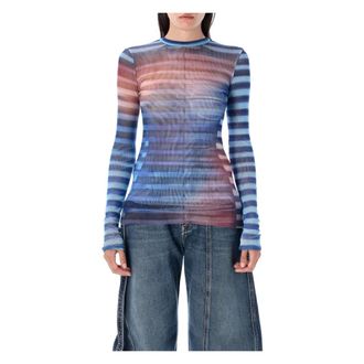 Jean Paul Gaultier Air Top Hellblau Pfirsich Aw25 - - Tops - Damen - Blau - XS