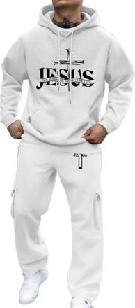 Generic Surv&ecirc;tement pour homme avec imprim&eacute; lettres, sweat &agrave; capuche, jambes droites, pantalon de surv&ecirc;tement ample avec poche droite, ensemble de surv&ecirc;tement