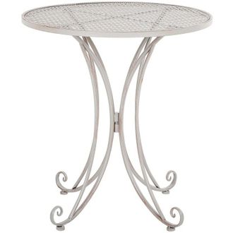 Beliani Table de Jardin ou Terrasse Type Bistro Ronde 71 cm en M&eacute;tal Gris Design Classique et Romantique Beliani