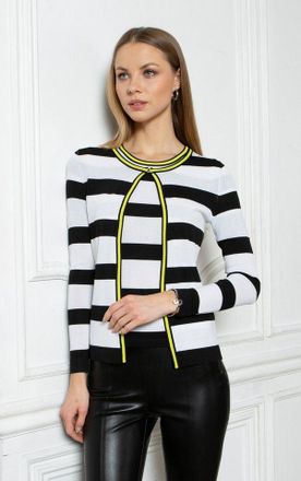 Passioni Cardigan Twinset gestreift mit gelben Details