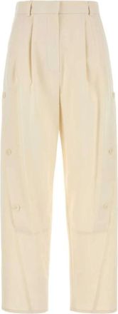 Max Mara Femme, Pantalons, Blanc, Taille: 40 FR Pantalon pliss&eacute; taille haute avec d&eacute;tails de boutons