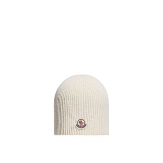 Moncler Moncler Bonnet En Laine &Agrave; Logo, Homme, Blanc, Taille: Uni