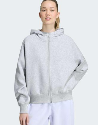 adidas adidas Performance - Soft Lux - Kapuzenjacke in meliertem Hellgrau