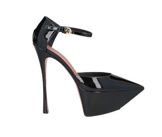 Amina Muaddi Black Patent Angelica Pumps Size 36