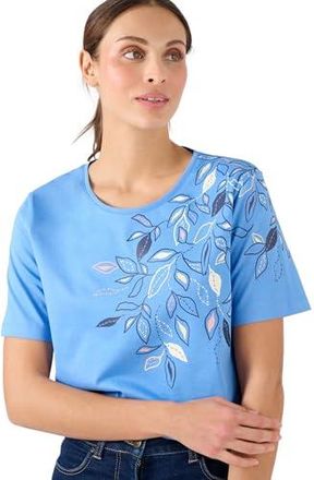 Damart T-Shirt Motif Feuilles placé Femme Bleu Taille 38/40
