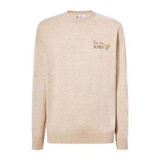 MC2 Saint Barth Rundhals-Pullover mit Sto na bomba Stickerei - - Knitwear - Herren - Beige - 2XL