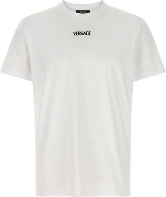 Versace Homme, Tops, Blanc, Taille: 2XL T-shirt slim en jersey de coton brod&eacute;