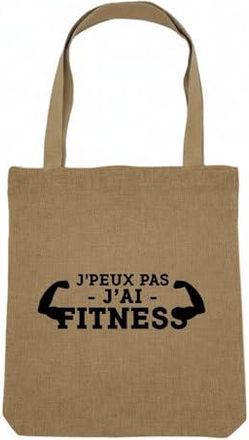 Fabulous Sac Shopping Tote Bag Aspect Lin - JPeux Pas Jai Fitness Salle de Sport Muscu - Sac de Courses Toile Epaisse 360g Beige Naturel Cabas Port&eacute; Epaule Sol