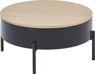 Vente-Unique Couchtisch ñ Schwarz, Natur hell ñ Holz, Panel ñ Nimora