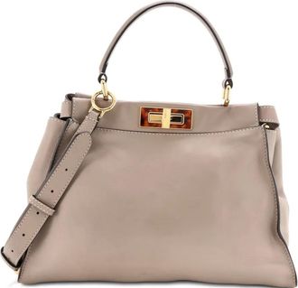 Fendi Peekaboo Bag Leather with Plexiglass Detail Regular satchel - Nude