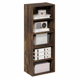 Furinno Basic 5-st&ouml;ckiges offenes Regal, B&uuml;cherregal, Aufbewahrungsorganizer, 29 x 42.2 x 110.9 cm, Bernstein-Kiefer