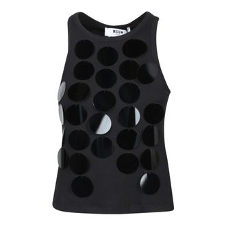 Msgm Msgm, Femme, Tops, Noir, Taille: 40 FR D&eacute;bardeur noir &agrave; paillettes