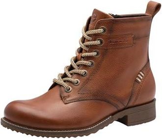 Tamaris Damen Lace Boot Flat 1-25298-45, Bottes courtes &agrave; la cheville pour femme, cuir de cognac, 41 EU, Multicolore (Piel de Co&ntilde;ac), 41 EU